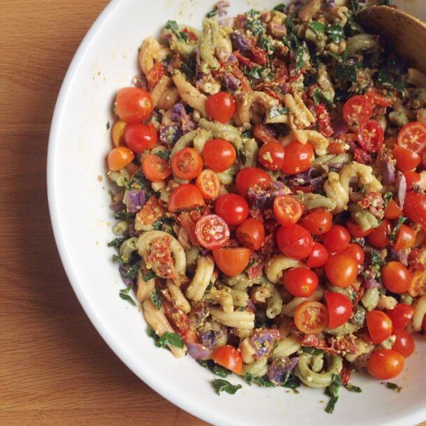 Kitchen Sink Pesto Pasta - Emily Fonnesbeck, RD Nutrition Therapist